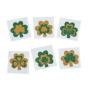 Glitter Shamrock Tattoo Stickers Pack of 12