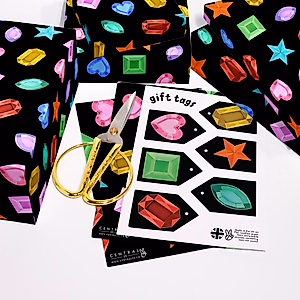 CENTRAL 23 Black Wrapping Paper - 6 Gift Wrap Sheets - Birthday Wrapping Paper Female Her Women - Comes With Stickers - Recyclable