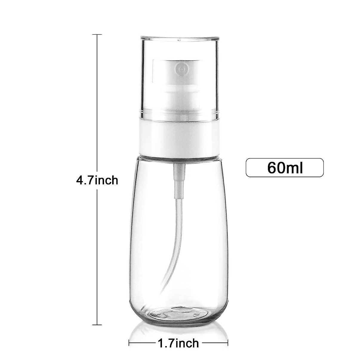 Fine Mist Travel Spray Bottle for Toiletries 2oz/60ml 2Pack Small Spray Bottle Travel Size Spray Bottles TSA Approved Leakproof Refillable Cosmetic Container for Hair Skincare Water Face Toner(2Clear)
