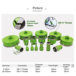 FACHLICH Diamond Core Drill Bits Set - Tile Hole Saw Kit 6/6/8/25/32/35mm with 35mm Diamond Beveling Chamfer Bit for Porcelain Ceramic Tile Granite Marble