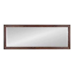 DesignOvation Beatrice Transitional Framed Panel Wall Mirror, 19 x 51, Walnut Brown, Chic Full Length Mirror for Wall