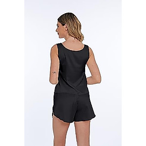 ACEAHIHA Satin Pajamas Set for Women U-neck Tank Top and Shorts Sleepwear Silk Pj Set S-XXL(as1, alpha, x_l, regular,regular, Black)