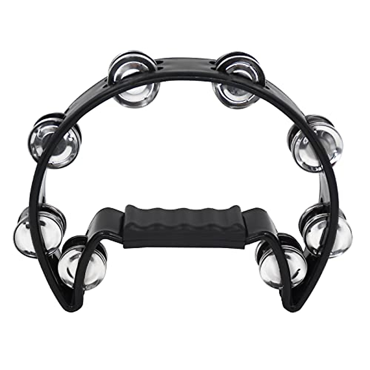 Soulmate Tambourine Metal Jingles Hand Held Percussion Half-Moon Tambourine for Adult Musical Instrument Gift Single Row Tambourines for KTV, Party (Black Tamboruine)