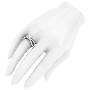 Sterling Silver X Shape Crossover 1.0 CT Simulated Diamond Engagement Ring Promise Bridal Ring For Women (8)