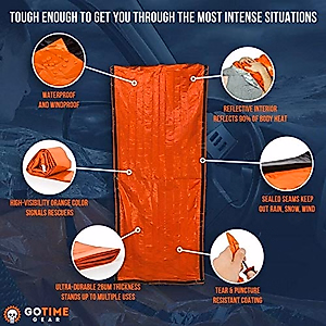 Sirius Survival Bivvy Emergency Sleeping Bag - Lightweight & Compact - Waterproof, Thermal, Emergency Blanket - Mylar Sleeping Bag in Portable Drawstring Sack - Orange