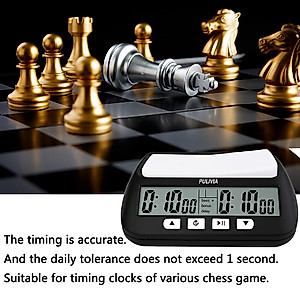 Digital Chess Clock Timer with Count Step, PULIVIA Chess Timer with Alarm, 3-in-1 Multifunction Portable Chess Clock, 2 AA Battery Included, Black