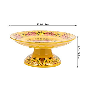 Buddhist Plate Offering Bowls Tray: Fruit Tray Food Dessert Snack Blessing Fruit Tray Ceramics Bowl for Altar Use Rituals Incense Smudging Decoration
