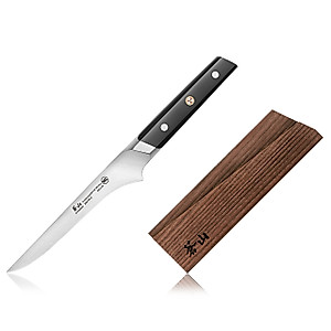 Cangshan TC Series 1021127 Swedish 14C28N Steel Forged 6-Inch Boning Knife and Wood Sheath Set