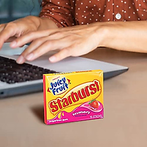 Juicy Fruit Gum (10 Pack) JUICY FRUIT & STARBURST Strawberry Chewing Gum Bulk Pack, 15 Stick