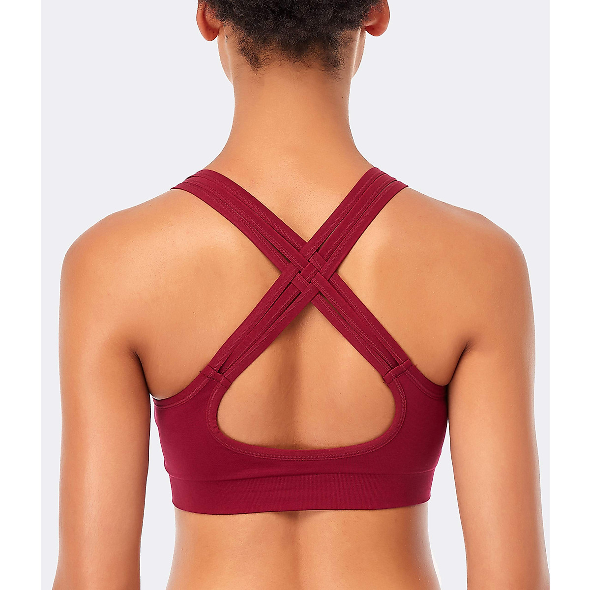 ANGOOL Strappy Sports Bras for Women - Medium Support Wirefree Yoga Bra Activewear 3 Pack