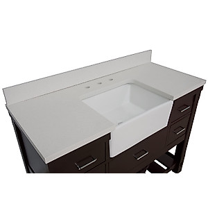 Charlotte 48-inch Bathroom Vanity (Quartz/Chocolate): Includes Chocolate Cabinet with Stunning Quartz Countertop and White Ceramic Farmhouse Apron Sink