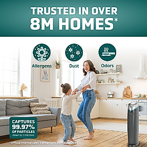 Germ Guardian AC5000 28” 3-in-1 True HEPA Filter Air Purifier for Home, Large Rooms, UV-C Light Kills Germs, Filters Allergies, Smoke, Dust, Pet Dander, & Odors, 5-Yr Wty, GermGuardian, Grey