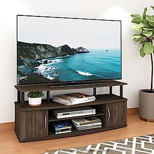 Furinno JAYA Large Entertainment Stand for TV Up to 55 Inch, Columbia Walnut/Black