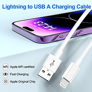 5pack 10 ft iPhone Charger Long Cord [Apple MFi Certified] 10ft Lightning to USB Charging Cable Fast High Speed Charger Cords for Apple iPhone 14/13/12/11 Pro Max/XS MAX/XR/XS/X 10 Foot White