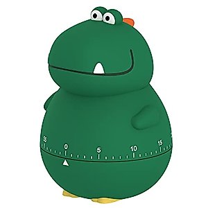 Cartoon Timer Kids Cute Kitchen Timer 60-Minute Timer Animal Reminder No Batteries for Study Work Exercise Home Desktop Decor (Dinosaur-Green)