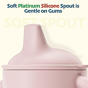 Leeleelon Silicone Sippy Cups for Baby, 100% Leak-Proof Training Cup for Toddler with Handles, Soft Spout Sippy Cup for Infants, 6+ Months, 6oz/180ml (Pack of 2)