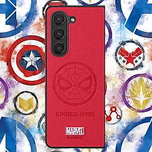 IRON SPIDER Case for Samsung Galaxy Z FOLD 5 5G, with Superhero character Compatible Galaxy Z FOLD 5 5G Leather Case RED