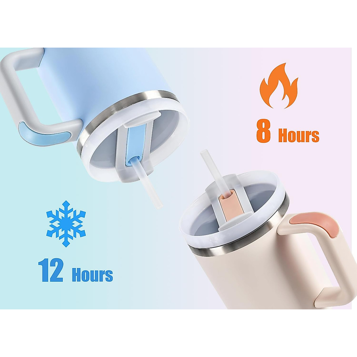 YOUEXPERT 30 oz Tumbler with Handle and Straw, Insulated Tumblers with Lid and Straw, 30 oz Cup Stainless Steel Water Bottle Outdoor Sports Travel Tumblers- rose quartz