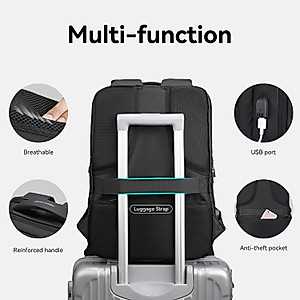 Carry On Backpack Flight approved, Business Backpack With USB Charging Plug Fit 15.6 Inch Laptop Work Computer Tech Backpack For Traveling On Airplane