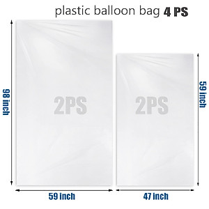 Large balloon bags (4 Pcs),balloon transport bags transparent giant storage bags98 x 59 inch(2pcs) 59 x 47 inch(2pcs)
