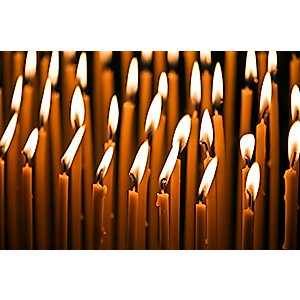 100% Beeswax 2-Hour Candles Organic Hand Made - 7 1/2 Inches Tall, 3/8 Inch Diameter (Set of 12)