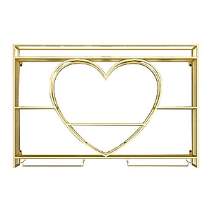 LITFAD Modern Wall Mounted Wine Rack Metal Wine Bottle & Glass Rack Iron Display Stand Wine Holder with Shelves - 1 Piece Gold Heart Shape