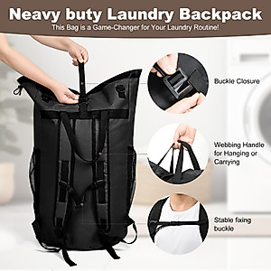 karamagic Laundry Backpack Bag,with 3 Pockets,for Dorm, Apartment and Laundromat, Laundry Duffle Bag for Travel,Beach,Camping