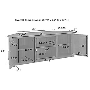 Crosley Furniture Camden Corner TV Stand for 65+ inch TVs, Entertainment Center with Storage Shelves, Black