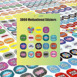 Youngever 3060 Motivational Stickers, Inspiring Planner Stickers, Motivational Encouragement Stickers for Teacher, School, Book, Notebook, Planner, Positive Stickers, 18 Unique Designs