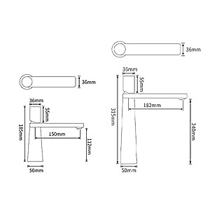 Black Brass Bathroom Basin Sink Faucets Single Hole Handle Hot and Cold Water 360 Degree Rotation Deck Mounted for Bath Kitchen (Color : Ws Tall)