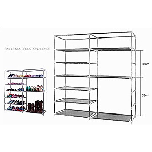 Shoe Rack Storage Organizer, Double Rows 9 Lattices Free Standing Shoe Organizer Portable Boots Rack Shoe Cabinet with Dustproof Nonwoven Fabric Cover for Entryway Home Living Room