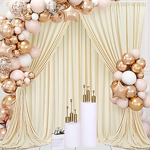 10ftx10ft Champagne Wrinkle-Free Backdrop Drapes, Champagne Polyester Background Curtains Backdrop Decorations for Wedding,Baby Shower,Birthday,Stage Party Supplies