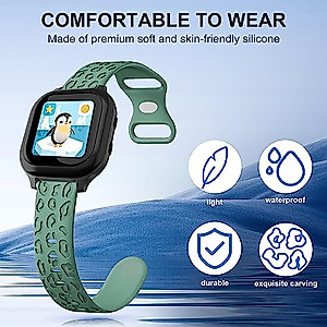 Ookids 3 Pack Leopard Engraved Bands Compatible with Verizon Gizmo Watch 1/2/3 Band Replacement for Boys Girls, Gabb Watch Strap SyncUP Kids Watch Band, 20mm Soft Silicone Sport Wristbands