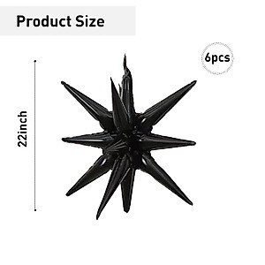 6 Pcs Silver Star Foil Balloons One-Piece 14-Pointed Star Balloons 4D Starburst Cone Mylar Balloons 22inch Christmas Birthday Wedding Wedding Anniversary Party Supplies(Silver)