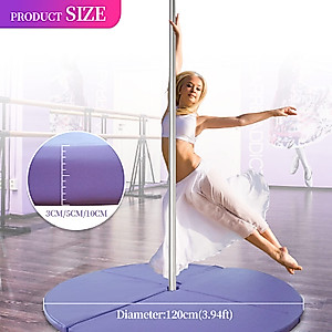 Pole Dance Crash Mat, Portable Fitness Pole Dancing Safety Mat Round 120cm Thickness 10cm Made for Pole,Foldable Yoga Exercise Safety Dancing Cushion Steel Pipe Crash Mat (Purple, Thickness 3cm)