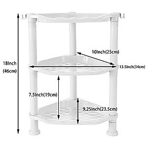 3 Tier Corner Shower Caddy, Rustproof, Plastic Shower Organizer for Bathroom, Bathtub, Shower pan, Bath Accessories Shower Caddies, 13.5 x 10 x 18 Inches, White (White 3 Tier Triangle)