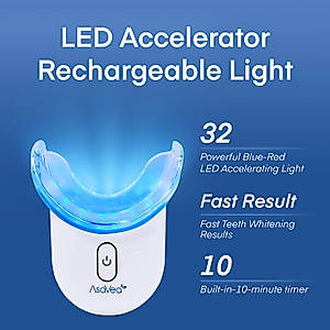 Teeth Whitening Kit - Pen with 32X Powerful Blue-Red Rechargeable LED Light, Effective for Sensitive Teeth, Comfortable and Accelerated Teeth Whitening by AsaVea Smile