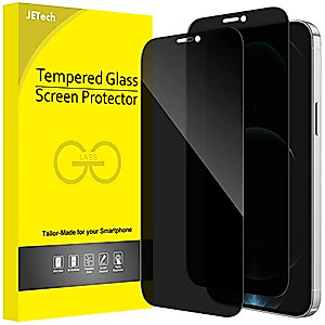 JETech Privacy Full Coverage Screen Protector for iPhone 12 Pro Max 6.7-Inch, Anti-Spy Tempered Glass Film, Edge to Edge Protection Case-Friendly, 2-Pack