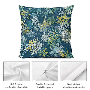 Meaudiwes Square Decorative Pillow Covers 24" X 24", Christmas Decorations Snowflakes Cushion Cover Soft Short Plush Pillowslip for Sofa Bedroom Home Decoration