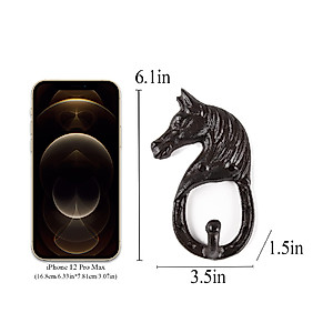 BRASSTAR Cast Iron Horse Head Single Wall Coat Hook Hanging for Coats, Bags, Hats, Towels, Keys, Rustic Retro Home Decorative Gift TQGJPT269