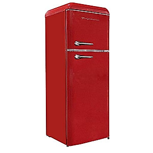 FRIGIDAIRE EFR756-RED EFR756, 2 Door Apartment Size Retro Refrigerator with Top Freezer, Chrome Handles, 7.5 cu ft, red