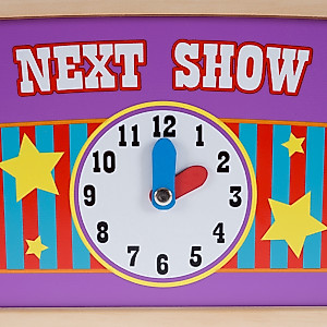 Hey! Play! Wooden Tabletop Puppet Theater with Curtains, Blackboard, and Clock- Inspires Imagination and Creativity for Kids, Boys and Girls