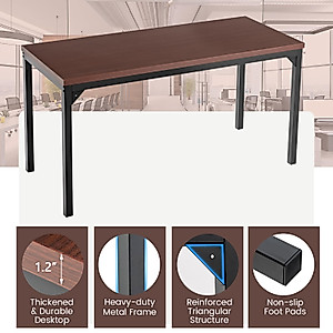 Tangkula Conference Table Set of 4, Rectangular Meeting Room Table with Large Tabletop & Heavy-Duty Metal Frame, Multifunctional Computer Desk for Home, Office, Conference Room