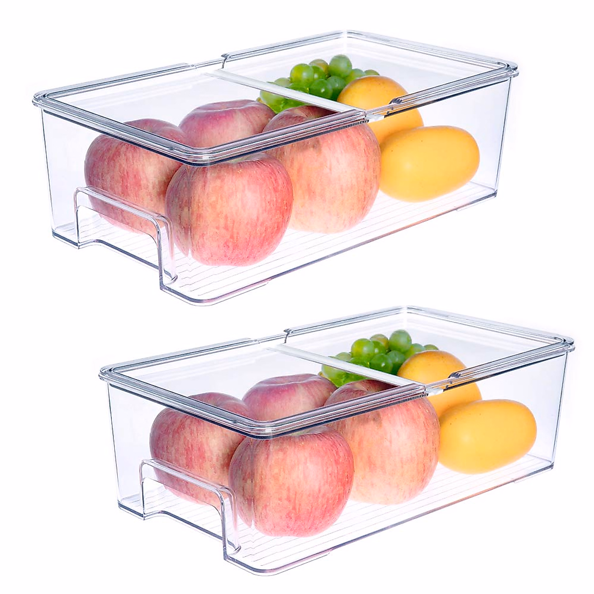 SANNO Produce Saver Containers for Refrigerator, set of 6, Vegetable Refrigerator Organizer Food Bins