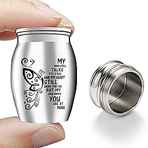 Butterfly Small Keepsake Urn for Ashes,Butterfly Mini Urn for Human Ashes 316L Stainless Steel Pet Cremation Urns 1.58” x 1.2” Small Ash Urn for Dog and Cat Ashes (Butterfly)