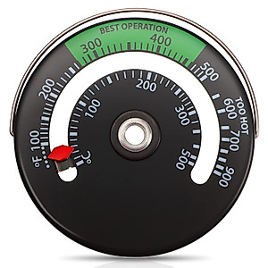 Magnetic Stove Thermometer Fire Stove Pipe Thermometer Gauge for Wood Log Chimney Pipe Oven Temperature Meter(1 Piece)