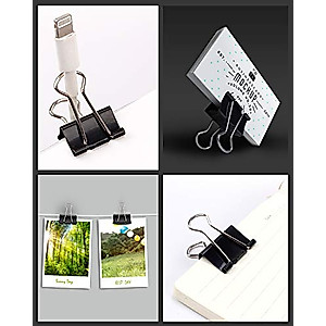 Wiltop 110 Pcs Binder Clips Metal Paper Clamps Black Set Assorted Sizes, Jumbo, Large, Medium, Small, Mini and Micro, 6 Sizes for Office, School and Home