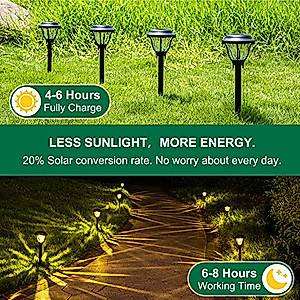 GIGALUMI Solar Garden Lights, 6 Pack Solar Yard Lights, Bright Solar Lights Outdoor Waterproof, Led Solar Pathway Lights Auto On/Off, Landscape Path Lights Solar Powered for Yard, Walkway, Lawn