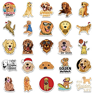 50Pcs Golden Retriever Stickers, Waterproof Vinyl Stickers Decals for Laptop Water Bottle Phone Luggage, Cute Cartoon Dog Stickers Pack