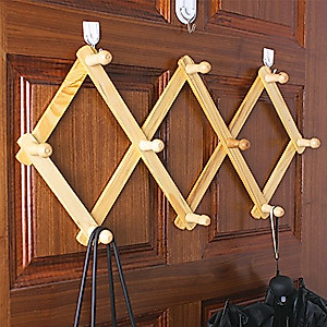 Candyqueen 1Pcs Hanging Wall Wooden Peg Hooks Wall Rack Hanger for Coat/Keys/Hats/Purse/Bag/Coffee Mugs Home Decor